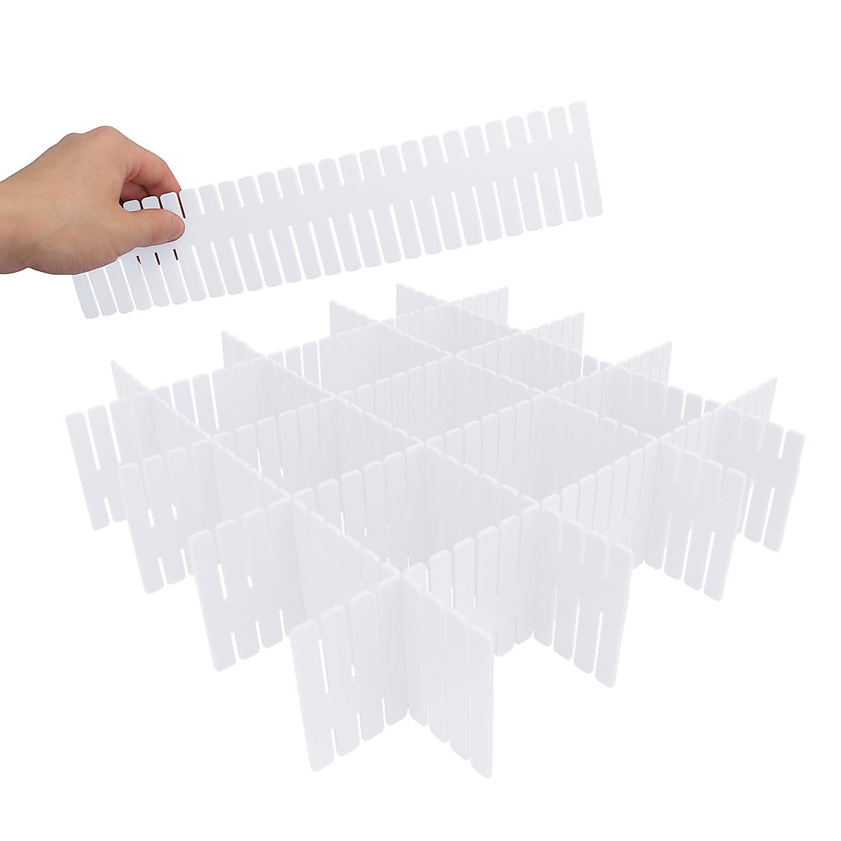 KUKLIPJIM 100 PCS Premium DIY Drawer Dividers, White, Adjustable Drawer Organizers for Perfectly Organized Drawers, Tidying Makeup, Clothes, Underwear, Cutlery, Kitchen, Bathroom, Bedroom, Office