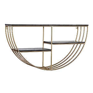 Deco 79 Wood 3 Shelf Wall Shelf with Half Moon Shape, 28" x 7" x 15", Gold