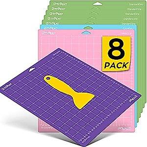 HTVRONT Cutting Mat for Cricut, 8 Pack Cutting Mat 12x12(StandardGrip, LightGrip, StrongGrip, FabricGrip) for Cricut Explore Air 2/Air/One, Variety Adhesive Sticky Cutting Mats Accessories for Cricut