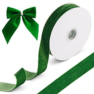 10 Yards Velvet Ribbon 1 Inch Vintage Velvet Ribbon Satin Ribbon Roll Nylon Velvet Wired Ribbon Single Side Velvet Ribbon for Christmas Gift Wrapping, Wedding, Hair Bows
