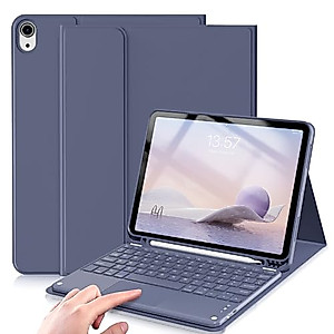 KENKE Keyboard Case for New iPad Air 11 Inch 2024 (M2) / iPad Air 5th Gen 2022 / Air 4th Gen 2020 10.9 Inch with Pencil Holder, Smart Magnetically Detachable Bluetooth Touchpad Keyboard, Purple