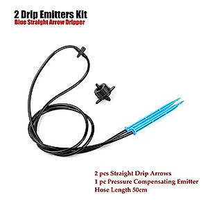 VIEUE Garden Drip Irrigation System Accessories 5 Pieces Set 2 Head Dripping Arrow Kit Home Garden Bonsai Flower Pot Drip Irrigation Kit Greenhouse Vegetable Plant Drip Irrigation Launcher Kit