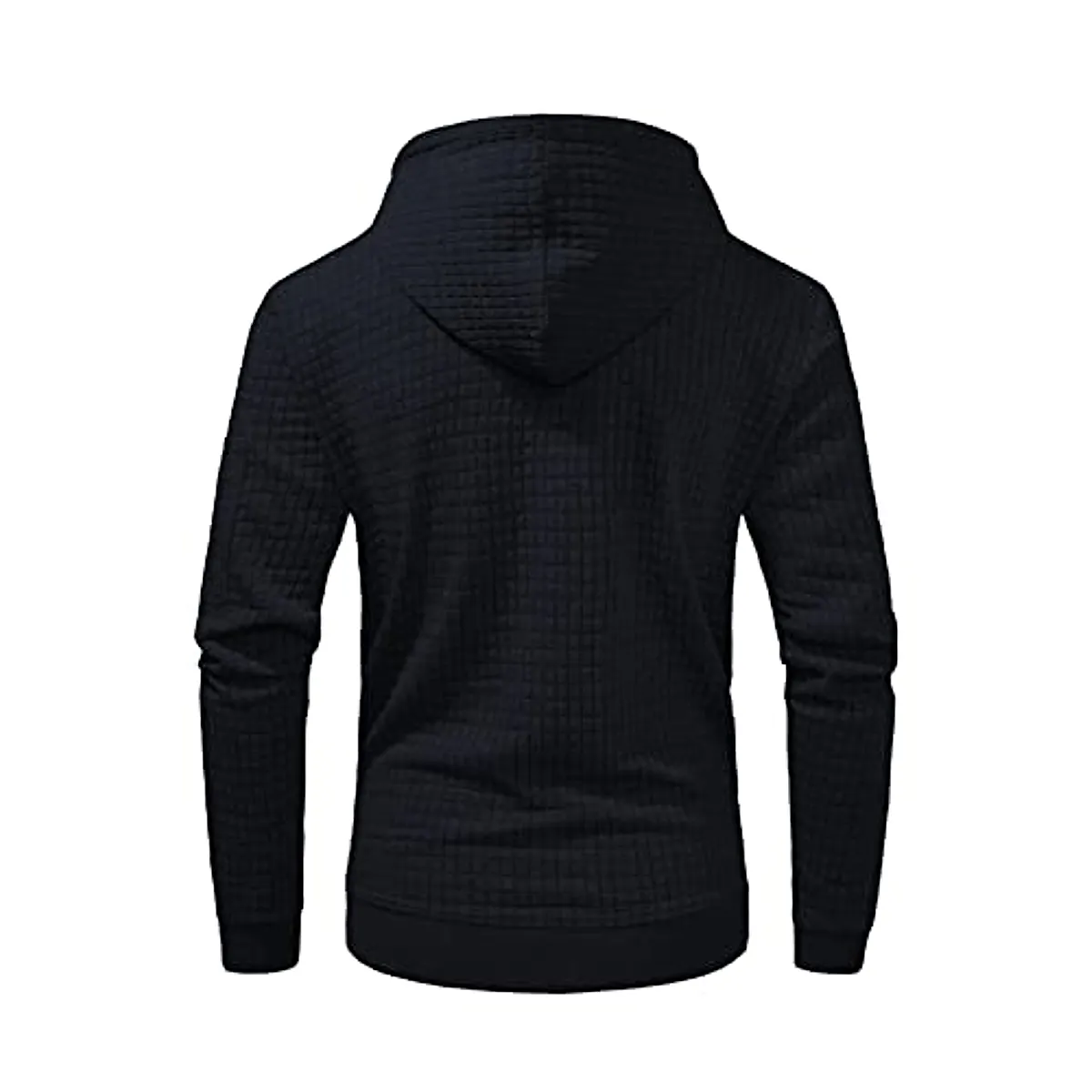 JMIERR Mens Waffle Hoodie Long Sleeve Drawstring Plaid Jacquard Hooded Zip Pockets Sweatshirt, US 46(XL), Blue