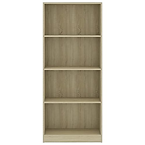 Bopdu 4-Tier Book Cabinet Shelf, Bookshelf Storage Cabinet Office Living Room Storage Organizer Sonoma Oak 23.6"x9.4"x55.9" Engineered Wood
