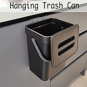 LALASTAR Compost Bin with Lid, Hanging Small Trash Can with Lid Under Sink for Kitchen, Food Waste Bin for Countertop, Mountable Garbage Can for Bathroom, RV, 5L/1.3 Gal, Black