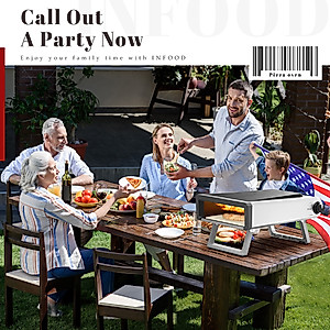 INFOOD Propane Pizza Oven, Silver Pizza Oven Outdoor, Portable Gas Ovens, Outdoor Kitchen, Accessories with Pizza Stone, Pizza Cutter, Storage Bag, for Picnic, BBQ and Party