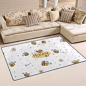ALAZA Children Area Rug,Cute Honey Bees Floor Rug Non-Slip Doormat for Living Dining Dorm Room Bedroom Decor 31x20 Inch