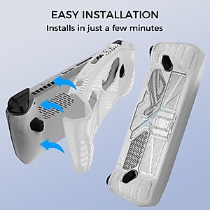 Sonicgrace Protective Case Compatible with ASUS Rog Ally 2023, TPU Full Body Protector Case Cover with Kickstand, Non-Slip Handheld Game Console Skin with Stand for Rog Ally Accessories, White