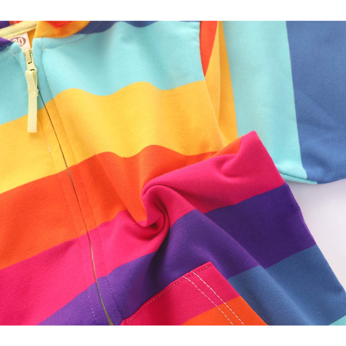 Julerwoo Toddlers Rainbow Zipper Sweatshirts Hoodie Stripes Cotton Outft (5T,Rainbow)