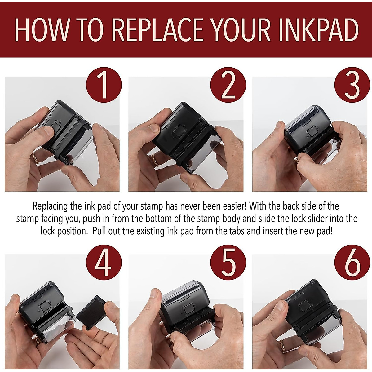 Custom Address Stamp - 4 Line Address Stamp - 5 Font Options - Self-Inking Address Stamp (4 Line Stamp) Up to 4 Lines of Custom Text | Multiple Ink Color Options