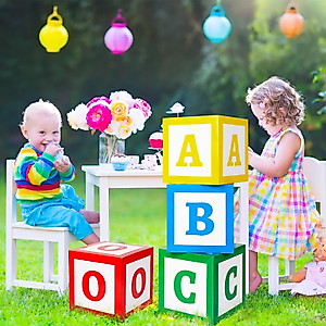 Zhanmai 6 Pcs ABC Friend Street Party Decorations 30 x 30cm Toy Inspire Story Party Supplies ABC Alphabet Balloon Box Graduation Back to School Baby Shower Birthday Party Block for School Celebration