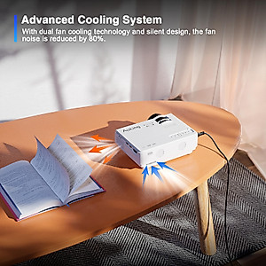 AuKing Projector, 2023 Upgraded Mini Projector, 7500 lumens Multimedia Home Theater Video Projector, Compatible with Full HD 1080P HDMI, USB, VGA, AV, Smartphone, Pad, TV Box, Laptop