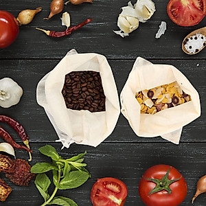 FOCCIUP 10 Pcs 8x10 Inches Reusable Muslin Bags with Drawstrings Cotton Sachet Bags for Jewelry Party Favors