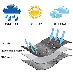 Heavy Duty Patio Table Covers,Round Garden Furniture Covers,Outdoor Furniture Protective Cover for Waterproof Anti-UV, Adjustable Hem (150x110cm,Black)