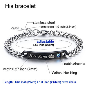 LAVUMO His Hers Couples Bracelets King and Queen Matching Set Anniversary Promise Gifts Stainless Steel 2pcs