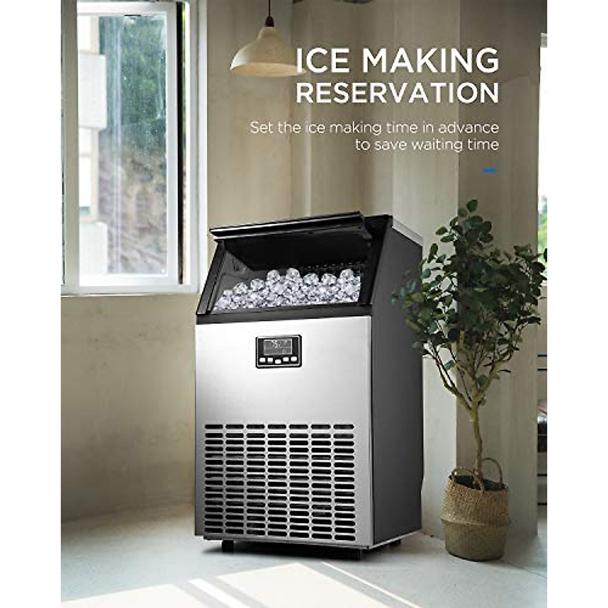 ADT Commercial Ice Maker Machine Freestanding for Restaurants Bars, Homes and Offices (100LBS, 24Hours)