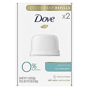 Dove Deodorant Refills Refill Kit 0% Aluminum Sensitive Aluminum Free Deodorant, 1.13 oz