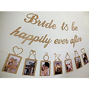 Concico Bridal Shower Decorations - Bride to be happily ever after Banner and Photo Banner for Bridal Shower/Wedding/Engagement Party Kit Supplies Decorations decor(Rose Gold)