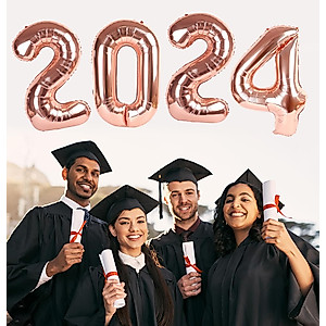 2024 New Years Decorations, 40 in 2024 Balloon Numbers, Nye Decorfor New Years Eve Party Supplies, Graduation Backdrop, Rose Gold