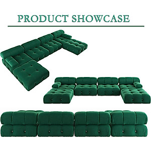 BOKIFOL Sectional Sofa, Modular Sectional Couch with Ottomans- U Shaped Couch for Living Room, 6 Seater Sofa Sets,138"(Green)