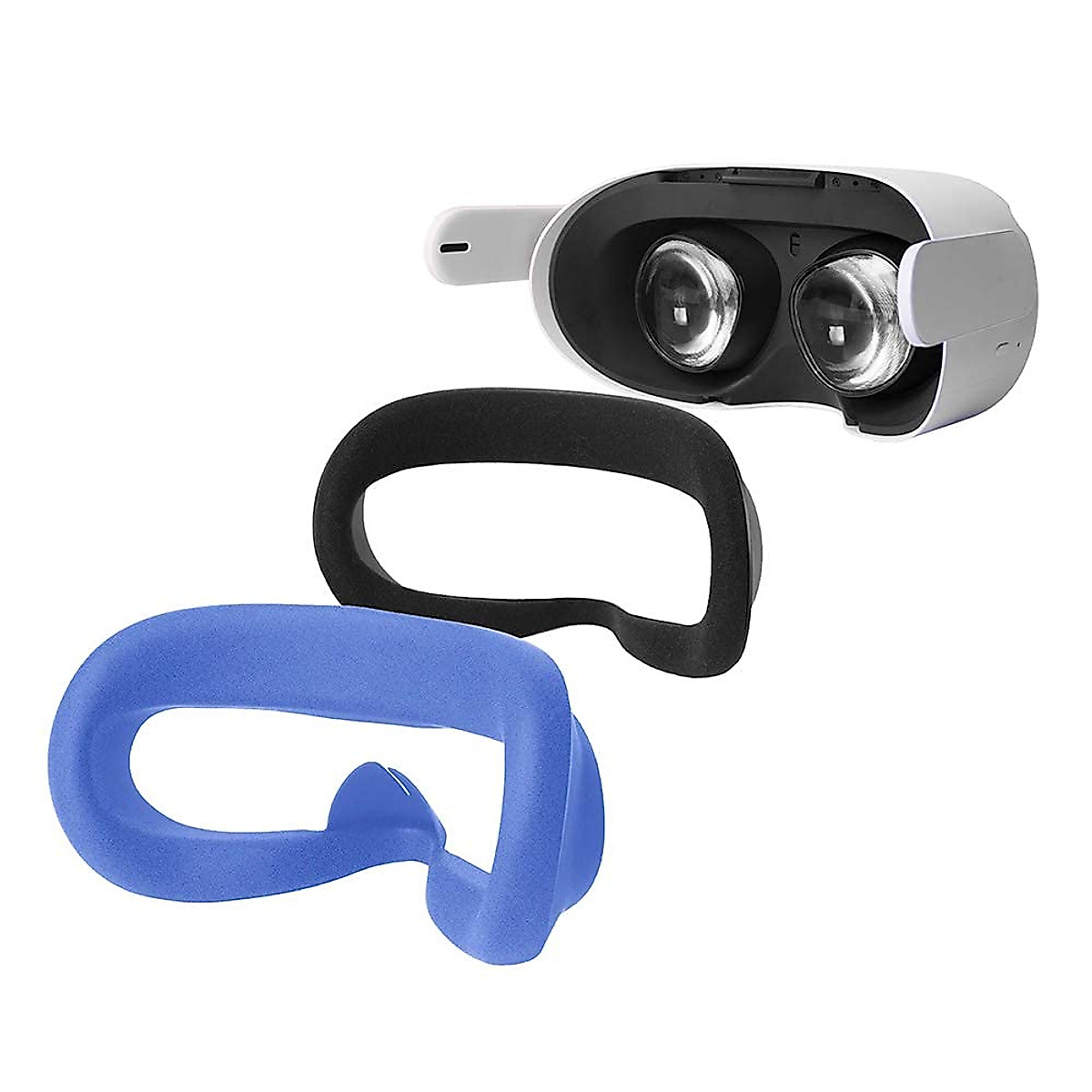 VR Face Cover Compatible for Meta/Oculus Quest 2 Headset, SINWEVR Sweatproof Silicone Interfacial Face Mask Pad Cushion, Washable and Light Blocking Quest 2 Accessories (Blue)