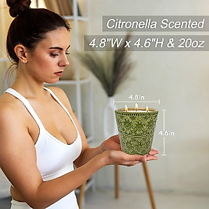 Outdoor Citronella Candle, Decorative Delicate Porcelain Candle Made with Natural Citronella Oil and Natural Soy Wax, Non-Toxic Smokeless Candle for Indoor, Patio, Backyard, Outdoor, Camping