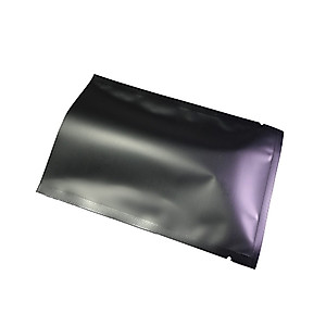 QQ Studio Clear Open Top Colored Metallic Mylar Bag (100 Bags) (Black, Open | 3.1" x 4.7")