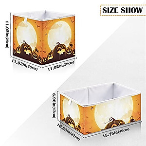 Halloween Pumpkin Storage Basket Storage Bin Rectangular Collapsible Nursery Baskets Foldable Fabric Cube Organizer for Living Room Office