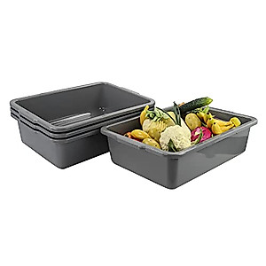Leendines 4 Packs Plastic Bus Tubs, Grey Commercial Bus Box, 32 L