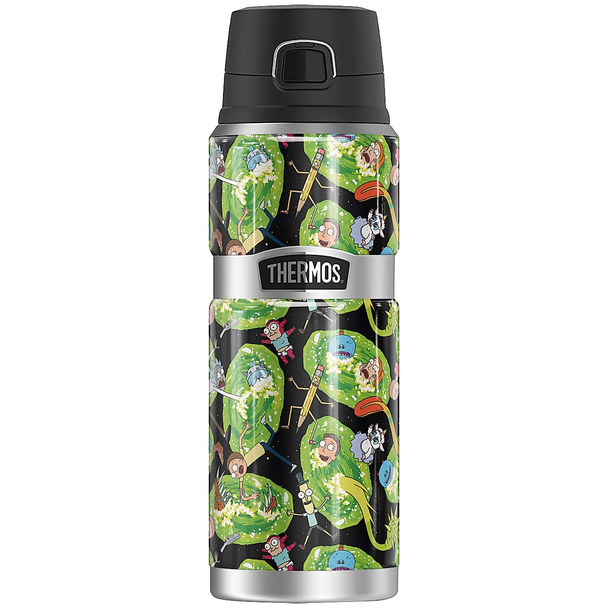 Rick and Morty Portal Mayhem THERMOS STAINLESS KING Stainless Steel Drink Bottle, Vacuum insulated & Double Wall, 24oz