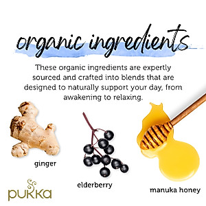 Pukka Tea Variety Pack, Organic Herbal Tea Bags, Five Flavors; Elderberry & Echinacea, Lemon, Ginger & Manuka Honey, Night Time, Three Mint and Detox, (Pack of 3), 60 Tea Bags