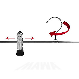 Mawa by Reston Lloyd Non-Slip Space-Saving Clothes Hanger For Pants & Skirts with Two Extra Large Clips, 15 3/4 inch, Style K/40DG, Set of 10, Black