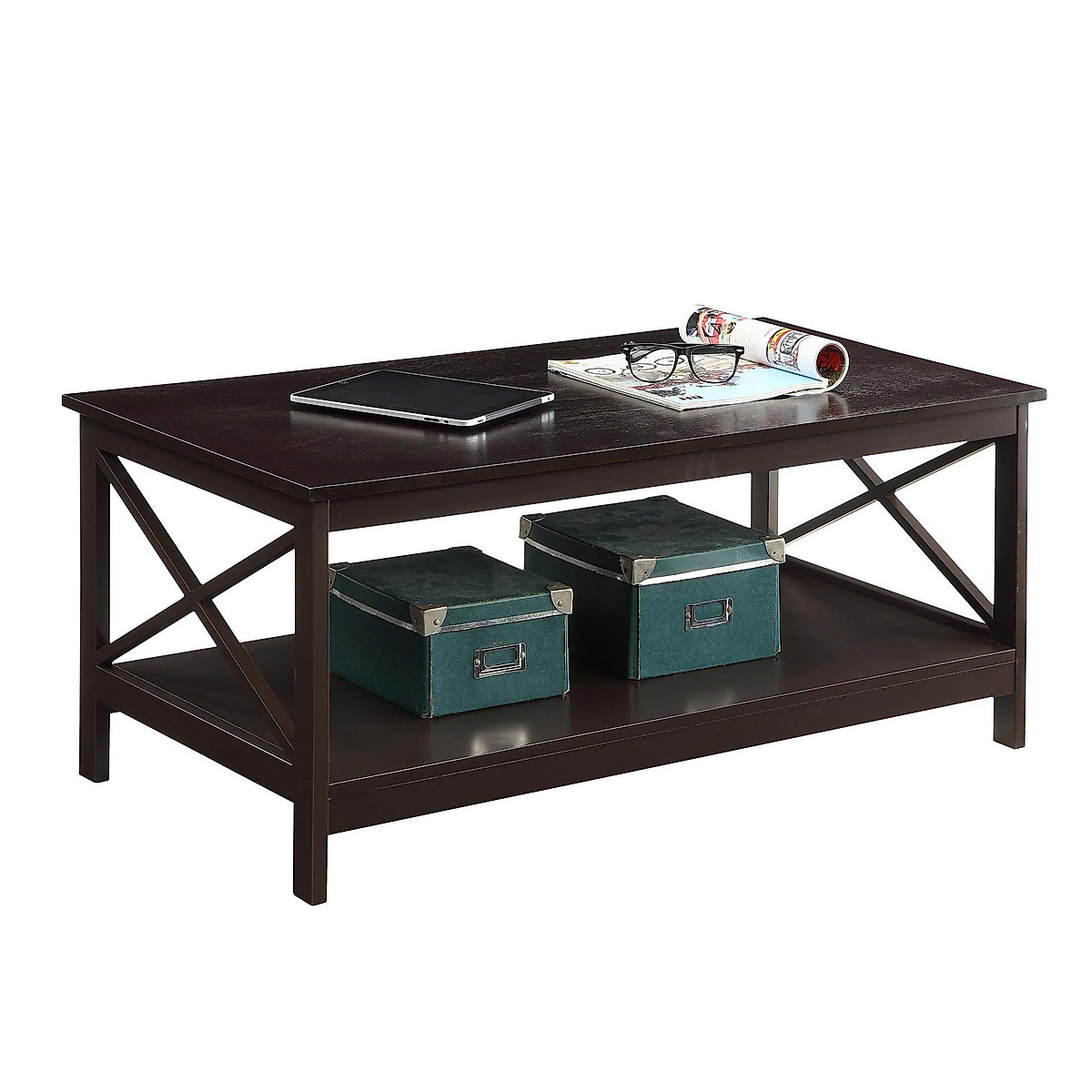 Convenience Concepts Oxford Coffee Table with Shelf, Espresso