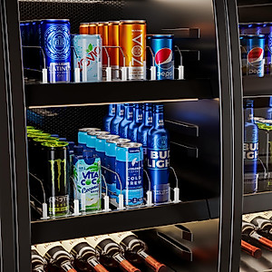 Puricon Drink Organizer for Fridge Pusher Glide, Spring Loaded Fridge Drink Dispenser, Self Pushing Soda Can Organizer for Refrigerator, Beer Bottle Beverage Organizer Drink Holder -2 Rows, White