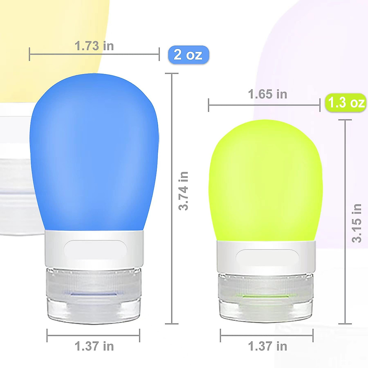 AICMEI 4-Pack Squeeze Salad Dressing Bottles, Leak Proof Food Storage Sauce Bottles Sauce Bottles, Portable Small Salad Dressing Containers,Food-grade Silicone- 4 Colors(1.3oz and 2 oz)