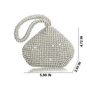 Vistatroy Women's Evening Bag Sparkly Rhinestone Purse Triangle Designer Chain Clutch Purse Bag Party Prom Wedding Purse (A Black)