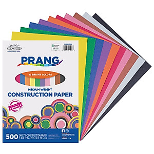 Prang (Formerly SunWorks) Construction Paper, 10 Assorted Colors, 9" x 12", 500 Sheets