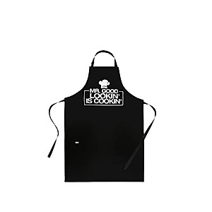 Premium Quality Cooking Apron – Funny Apron - Chef Apron – BBQ Apron – Mr goodlooking is cooking, Black, colorsize