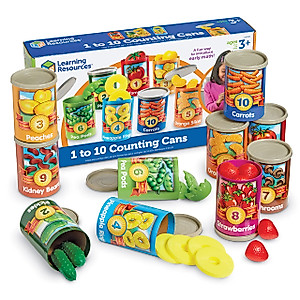 Learning Resources One To Ten Counting Cans - 65 Pieces, Ages 3+ Toddler Learning Toys, Preschool Pretend Play Toys, Supermarket Toys