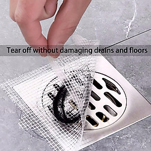 PRIMSOPH 4inch 30pcs Disposable Shower Drain Hair Catcher Mesh Stickers Floor Drain Sticker Disposable Drain Filter Hair Trap Drain Sticker