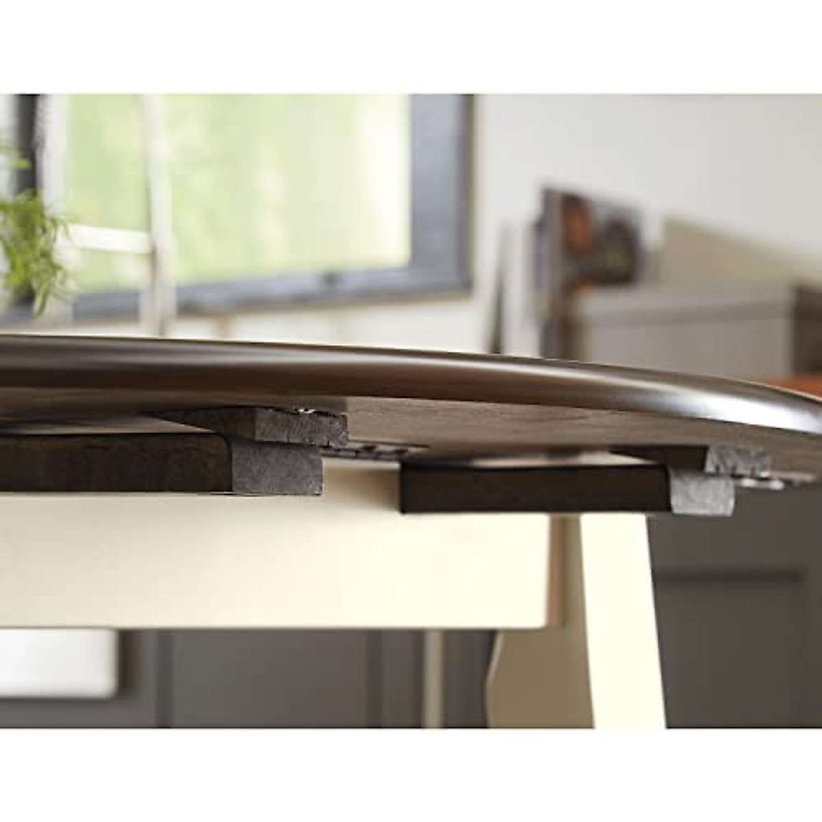 Signature Design by Ashley Woodanville Cottage 40" Round Drop Leaf Dining Table, Cream & Brown