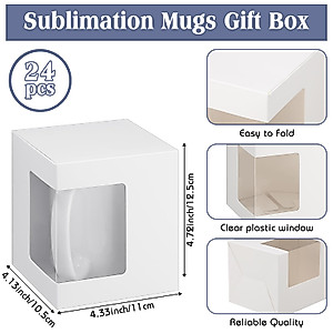 Harloon 24 Pcs Mug Boxes for Gifts Coffee Mug Gift Box for Blanks Sublimation Mugs Packaging 11oz, 12oz, 15oz Transparent Ceramic Coffee Cups Gift Box (White)