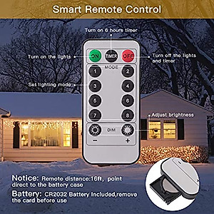 Starburst String Lights Christmas Lights,198 LED 8 Modes Dimmable with Remote Control, Waterproof Copper Wire Decorative Hanging Starburst Lights for Party Patio Garden Decoration (Warm White, 4PC)