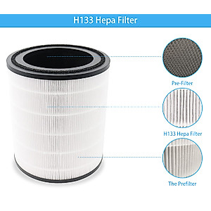 NXBHG Lv-H133 Replacement Filter Only Compatible with LEVOIT LV-H133 Air Purifier, H13 Grade True HEPA Filter and Activated Carbon Filter Set, LV-H133-RF, 2 Pack