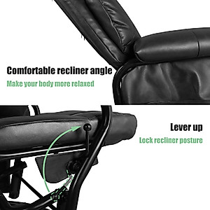 JIASTING Recliner Chair with Ottoman Living Room Chairs Faux Leather Glider Chair 360 Degree Rotation Leisure and Relaxation Furniture (Black)