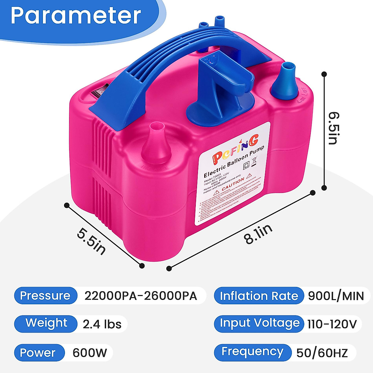 PCFING Electric Air Balloon Pump and Balloon Tying Tool in One, Portable Dual Nozzle Electric Balloon Blower Air Pump Balloons Inflator with Tying Tool on Pump for Decoration, Party and Save Time