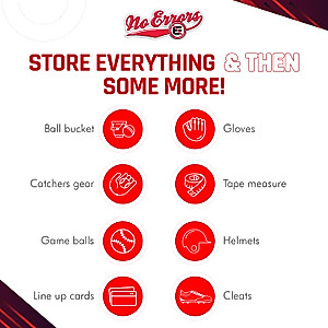 No Errors Ball Boy XL Coaches Wheel Bag - Heavy duty baseball equipment bag with wheels - Holds Two 6 Gallon Ball Buckets - Baseball and Softball Equipment Rolling Bag - Designed for Coaches(Graphite)