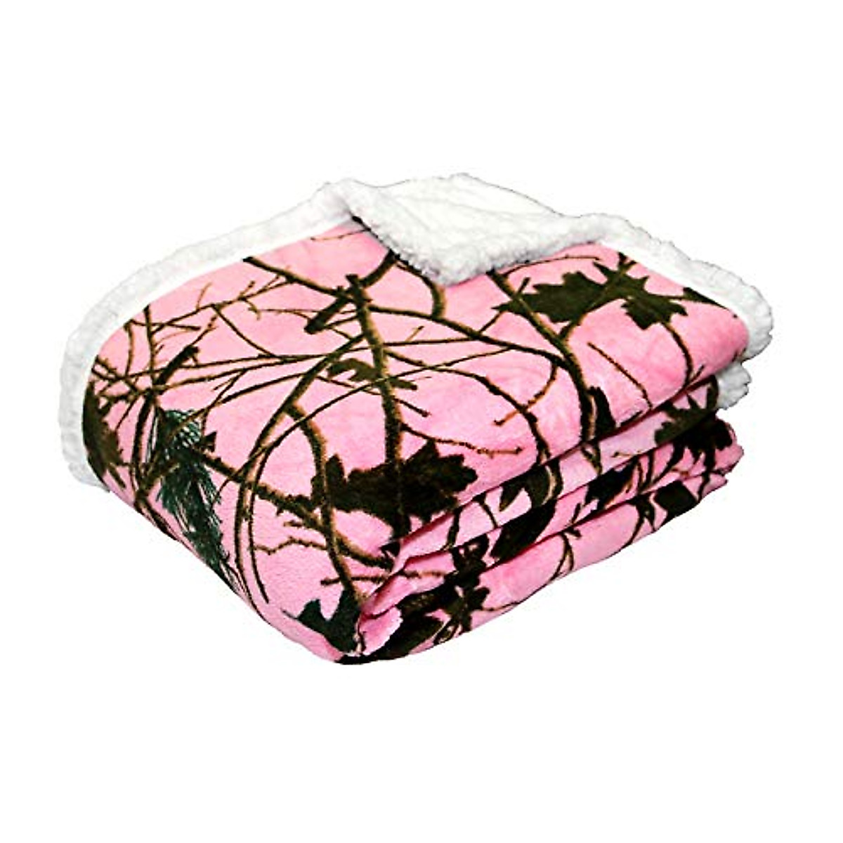 TrailCrest Soft Touch Reversible Camo Throw Blanket - 60" X 80" - Pink Camo