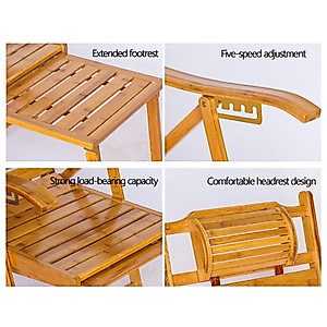 Camping chairs, beach chair, lounge chair, outdoor chairs, lawn chairs, zero gravity chairs, bamboo Lounge Chair Large Adjustable Rocking Chair Reclining Patio Chair with Headrest Pillow ( Color : Bro