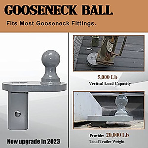 GNXA4085 Gooseneck Ball Extender, Heavy Trailer Hitch for B&W Trailer Hitches Turnoverball Gooseneck Hitch Extender, 4 Inches Offset, 20000 lbs GTW/ 5000 lbs VTW, 2-5/16 Inch Diameter Ball
